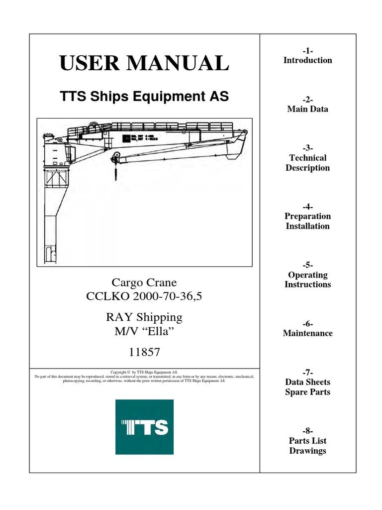 TTS Crane User Manual 11857-Rev.2 | PDF | Valve | Pump