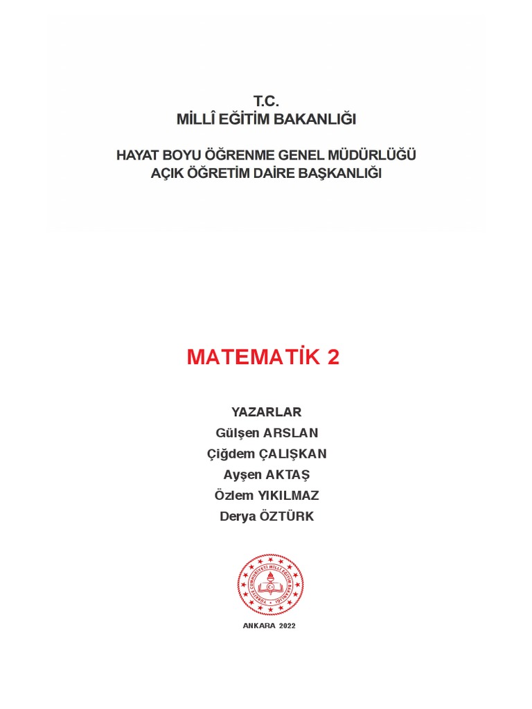 Matematik - 2 Dönem 2022 | PDF
