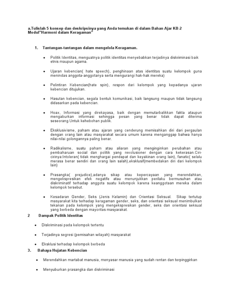 Analisa Bahan Ajar KB 2 Modul Harmoni Dalam Keragaman | PDF