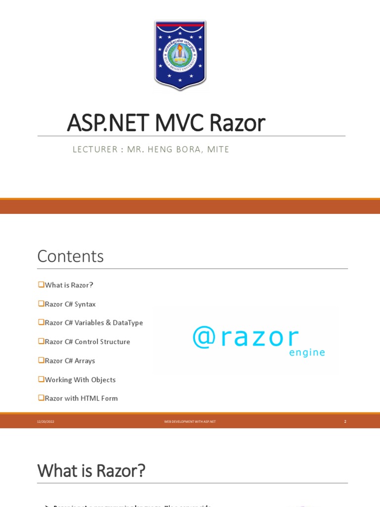 Lecture 02 Asp Net Mvc Razor Pdf C Sharp Programming Language
