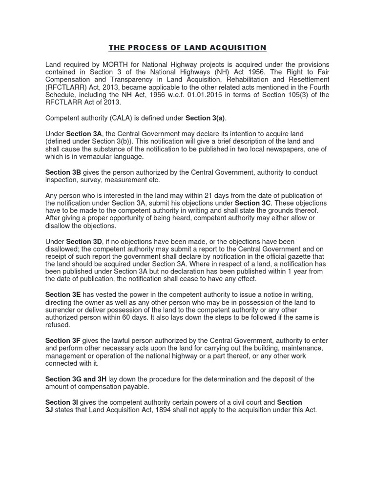 NHAI Land Acquisition Process Overview | PDF | Common Law | Public Law