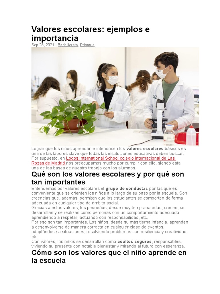Valores Escolares | PDF | Tolerancia | Comportamiento