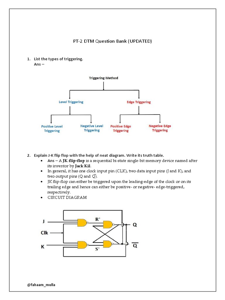 DTM - PT-2 (Updated) Question Bank | PDF | Digital Electronics | Integrated Circuit