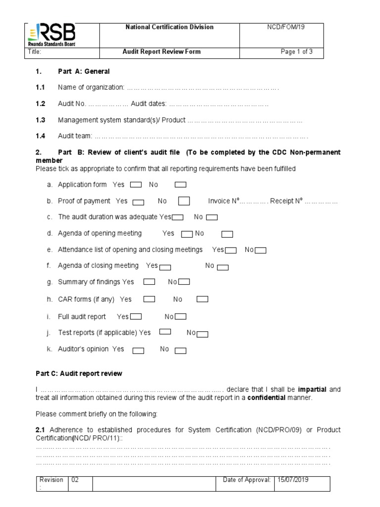 Audit Report Review Form | PDF | Auditor's Report | Audit
