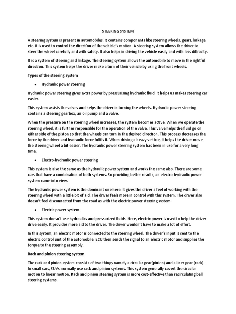 Steering System Pdf Steering Axle