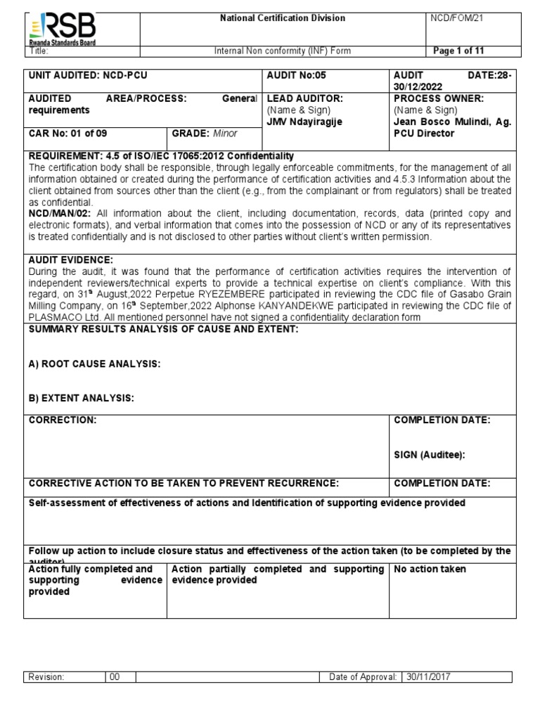 Internal Audit CARS December, 2022 | PDF | Audit | Certification