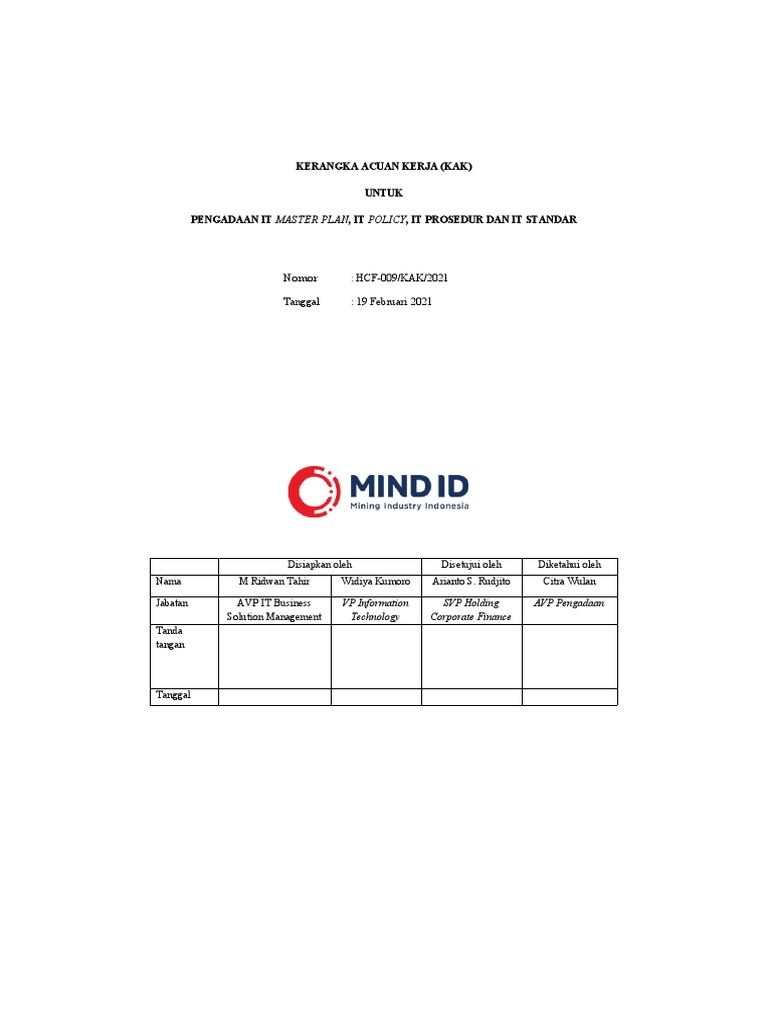 KAK Pengadaan IT Master Plan | PDF