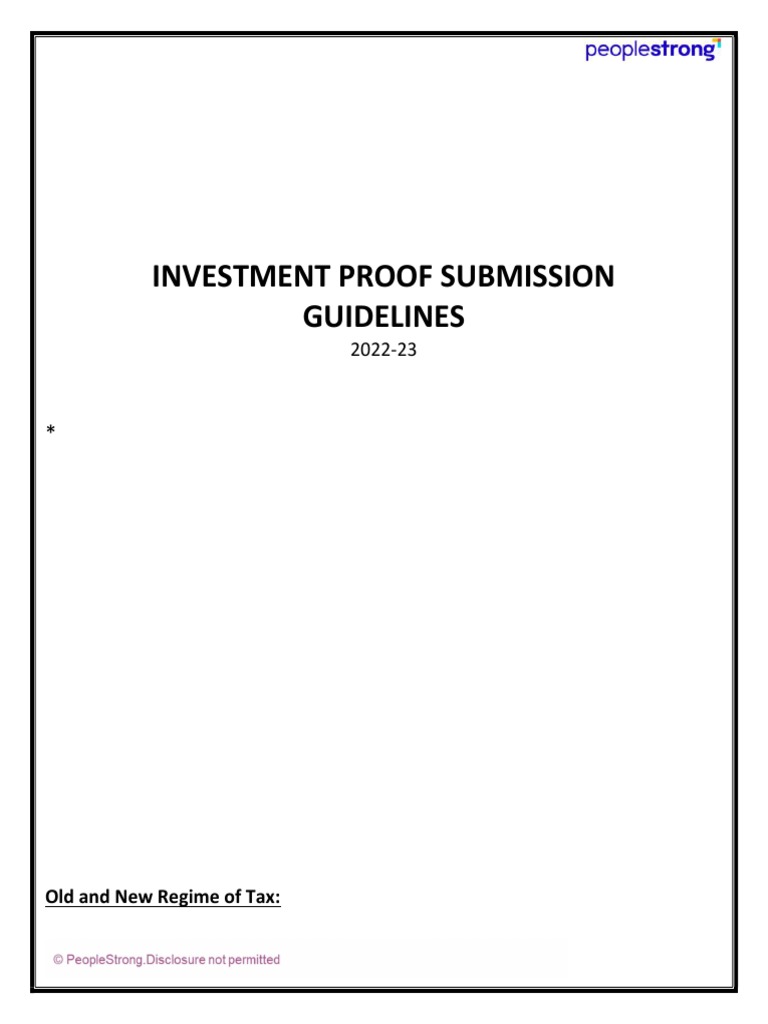 Investment Proof Submission Guidelines 2022-23 | PDF | Loans | Tax ...