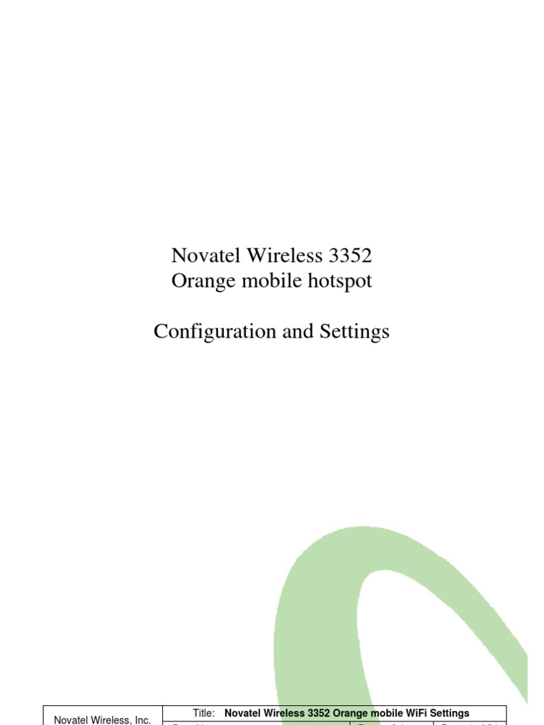 Novatel Wireless 3352 WiFi Setup Guide | PDF | Wi Fi | Port (Computer ...