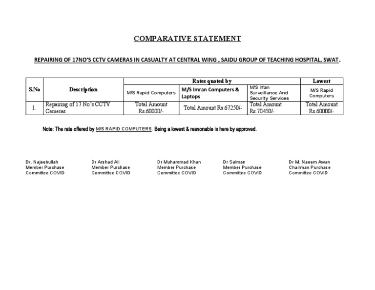 Comparative Statement of Generator Delamo | PDF | Technology & Engineering