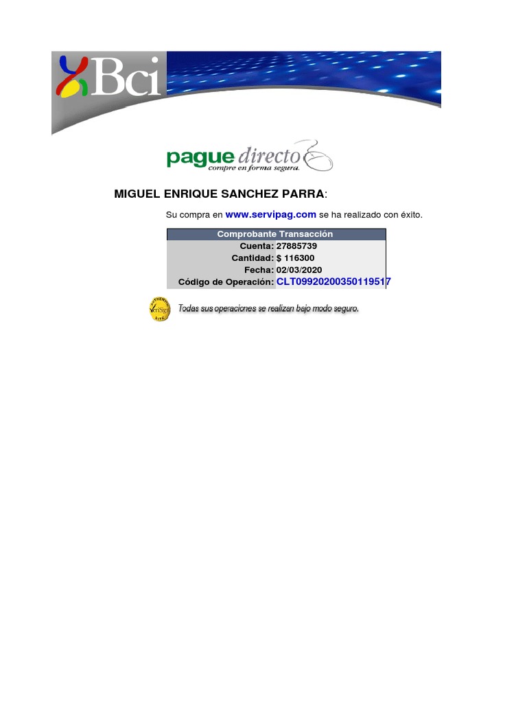 Comprobante Bci | PDF | Finanzas y dinero