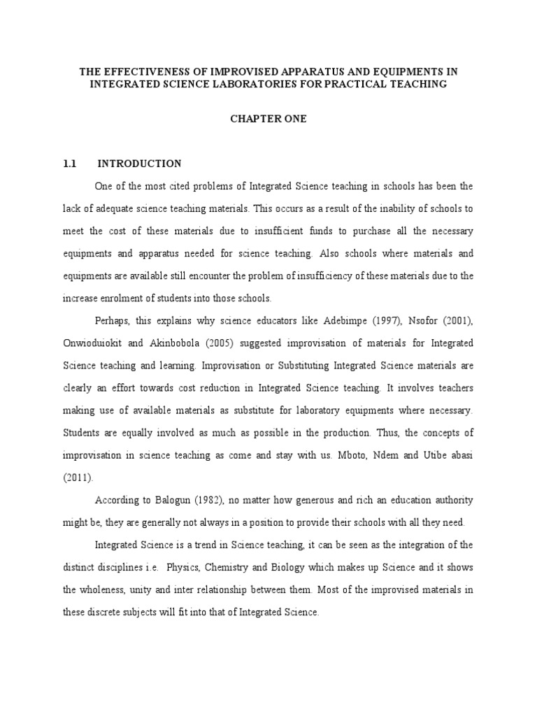 The Effectiveness of Improvised Apparatus and Equipments in Integrated ...