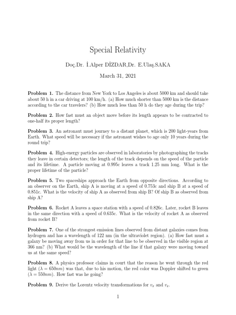 Special Relativity | PDF | Speed | Special Relativity