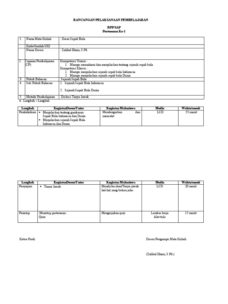 Tugas RPP Perguruan Tinggi | PDF