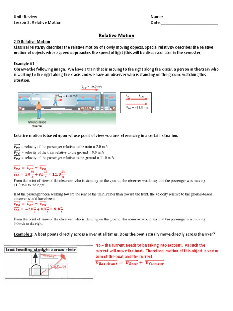 Relative Motion - Key | PDF | Special Relativity | Mechanical Engineering