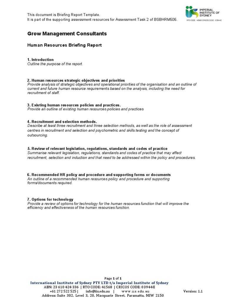 Briefing Report Template | PDF