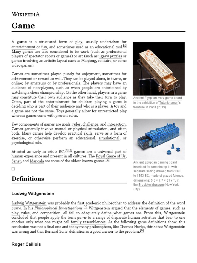 Game - Wikipedia | PDF