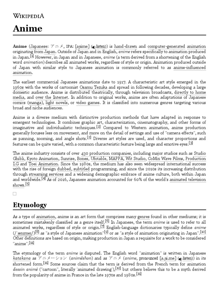 Anime - Wikipedia | PDF | Anime | Entertainment