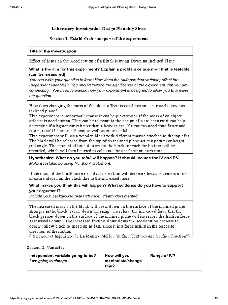 Criteria B & C Planning Guide-Acceleration | PDF | Force | Hypothesis