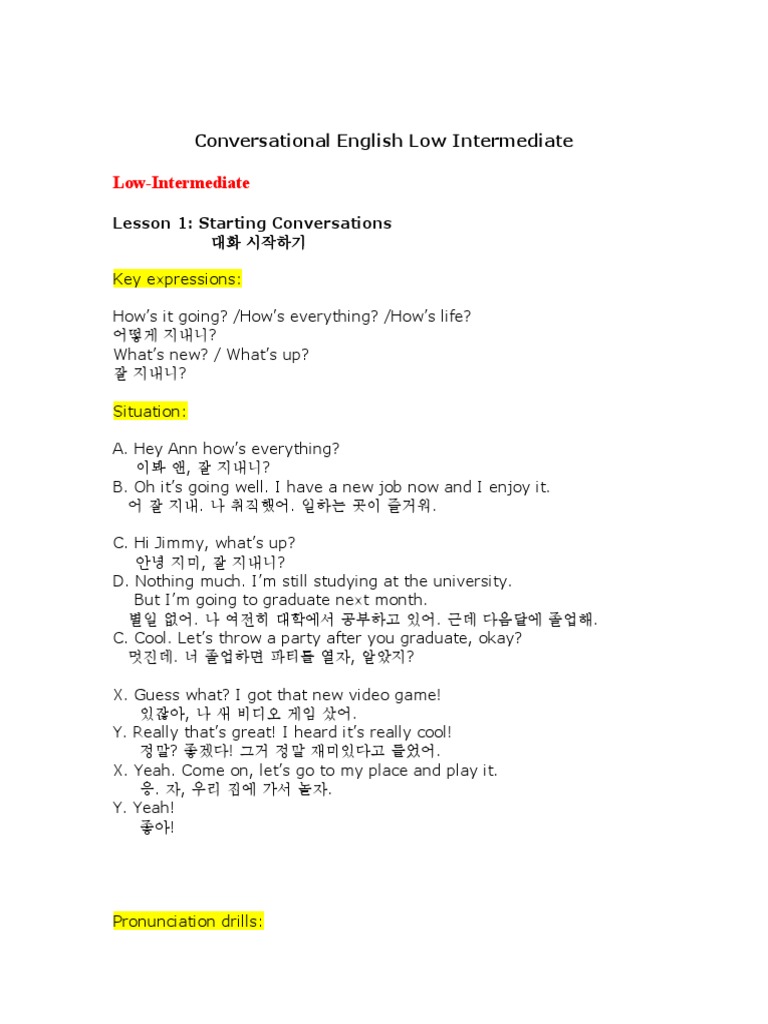 Level3 - Low Intermediate New With Korean | PDF