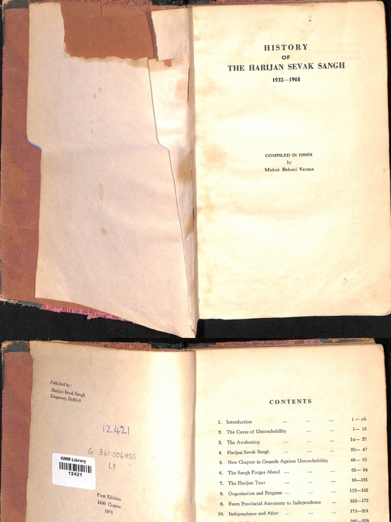 History of The Harijan Sevak Sangh 1932-1968 (12421) G361.006HSS L1 ...