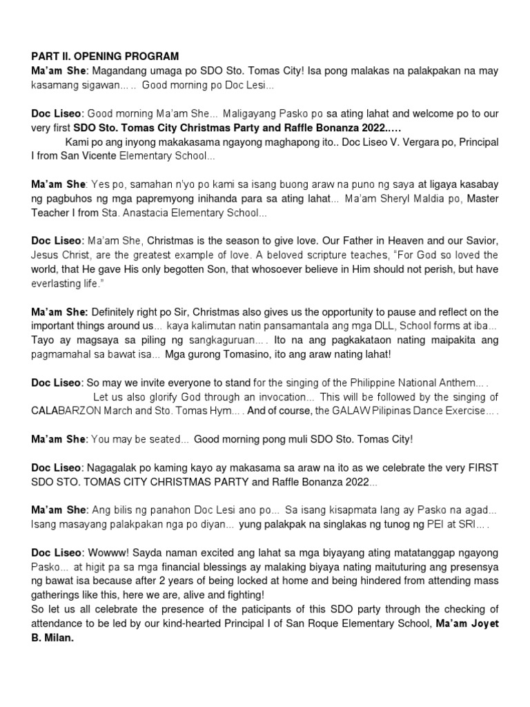 Christmas Party Script - Completed | PDF | Lifestyle