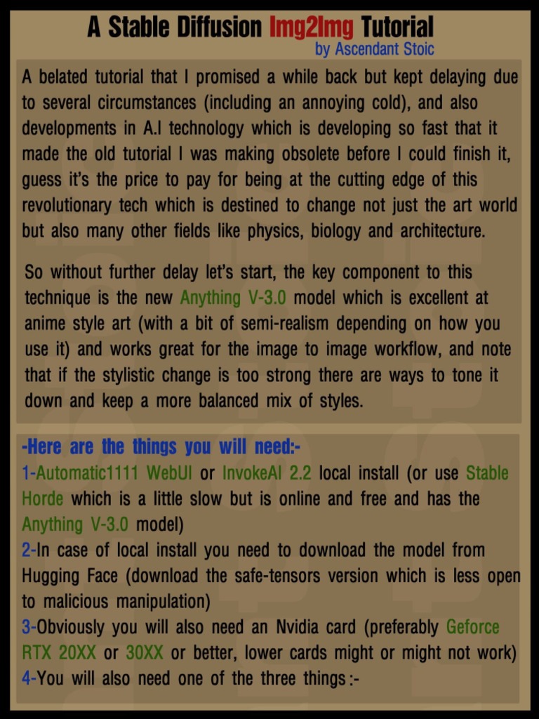 Stable Diffusion Img2Img + Anything v-3.0 Tutorial (My Workflow) | PDF