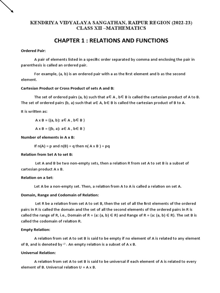 Class Xii Maths KV Raipur | PDF | Function (Mathematics) | Matrix (Mathematics)