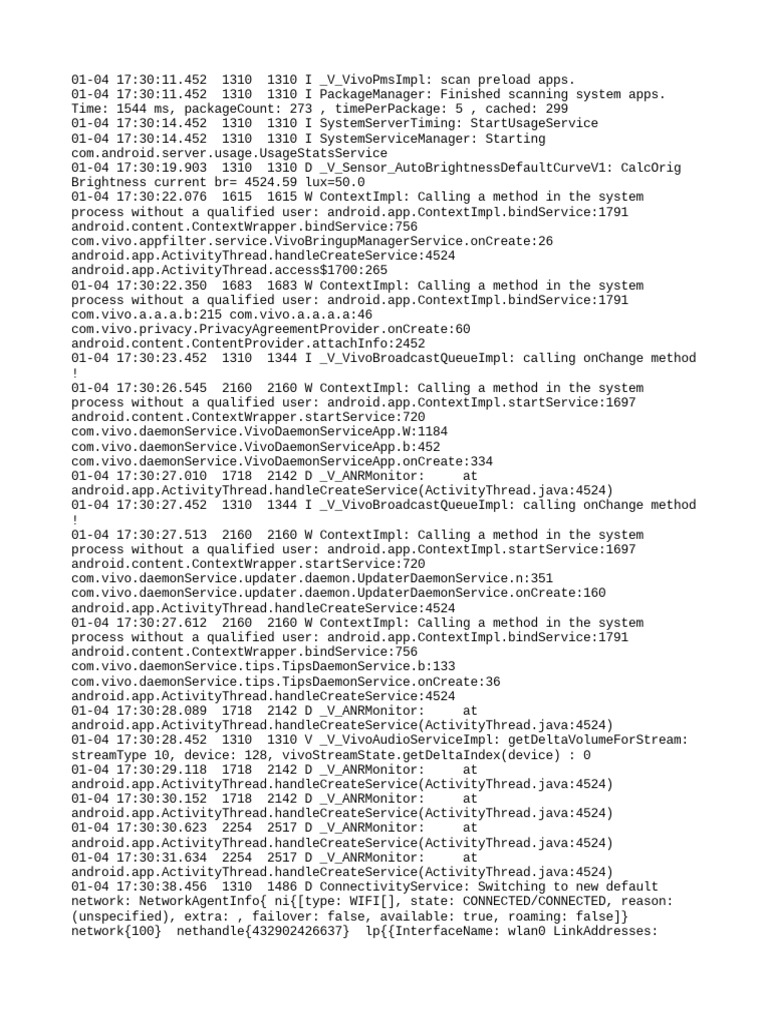 Analysis Of System Logs Detailing Startup Processes And Network Connectivity Events On An
