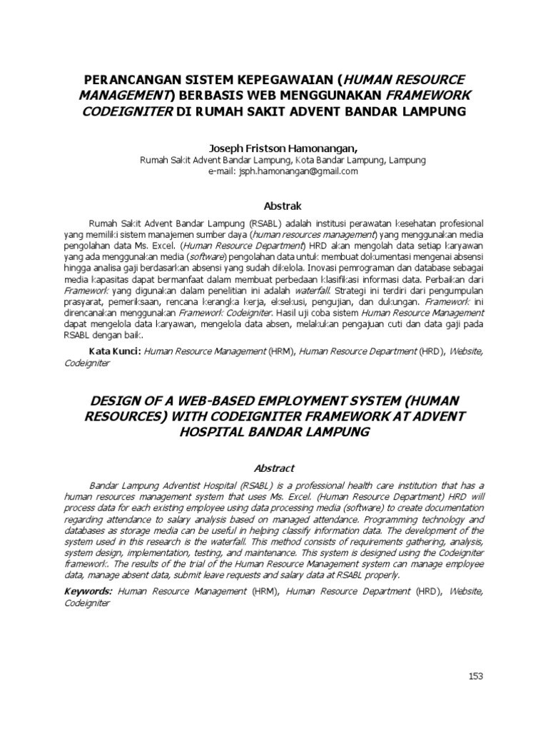 Human Resource Management Framework Codeigniter | PDF | Karier & Perkembangan