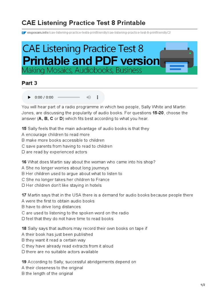 Engexam - info-CAE Listening Practice Test 8 Printable-1 | PDF | Audiobook