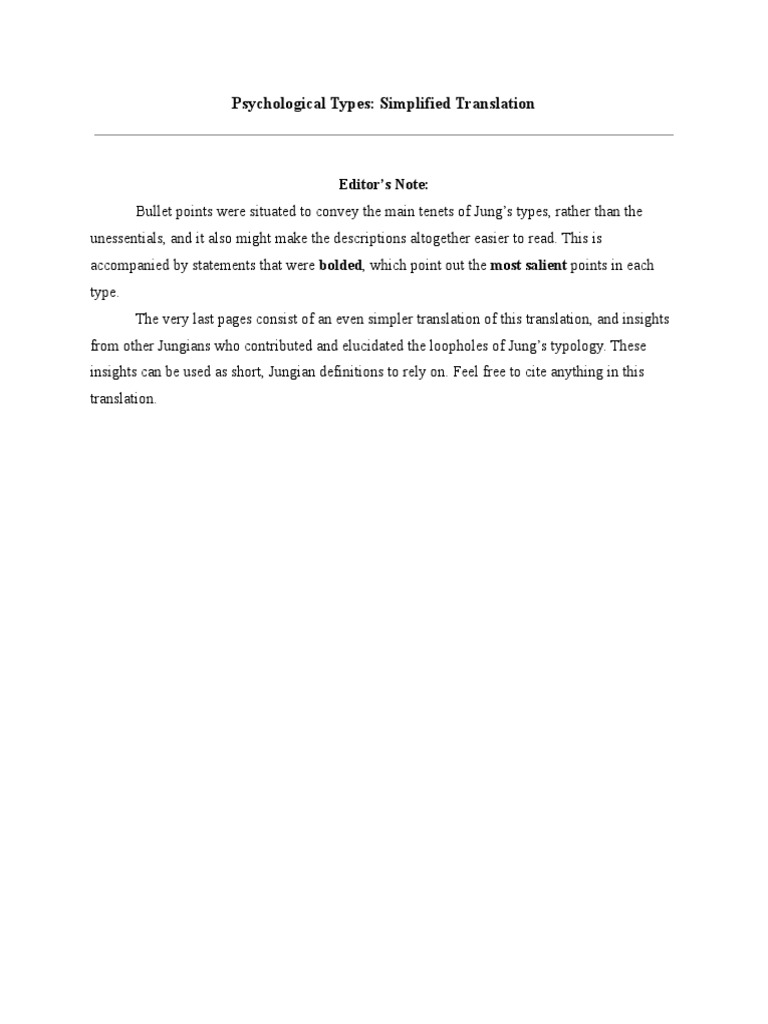 Psychological Types Simpler Translation | PDF | Personality Type | Thought