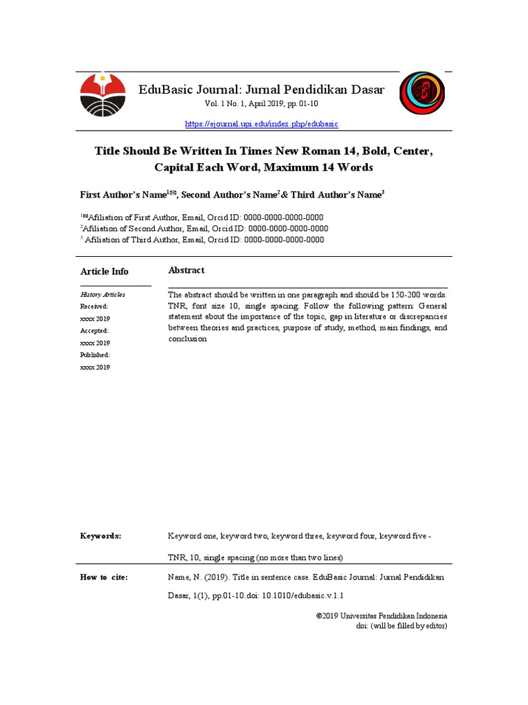 Template Edubasic Journal MIX | PDF | Thesis | Cognition