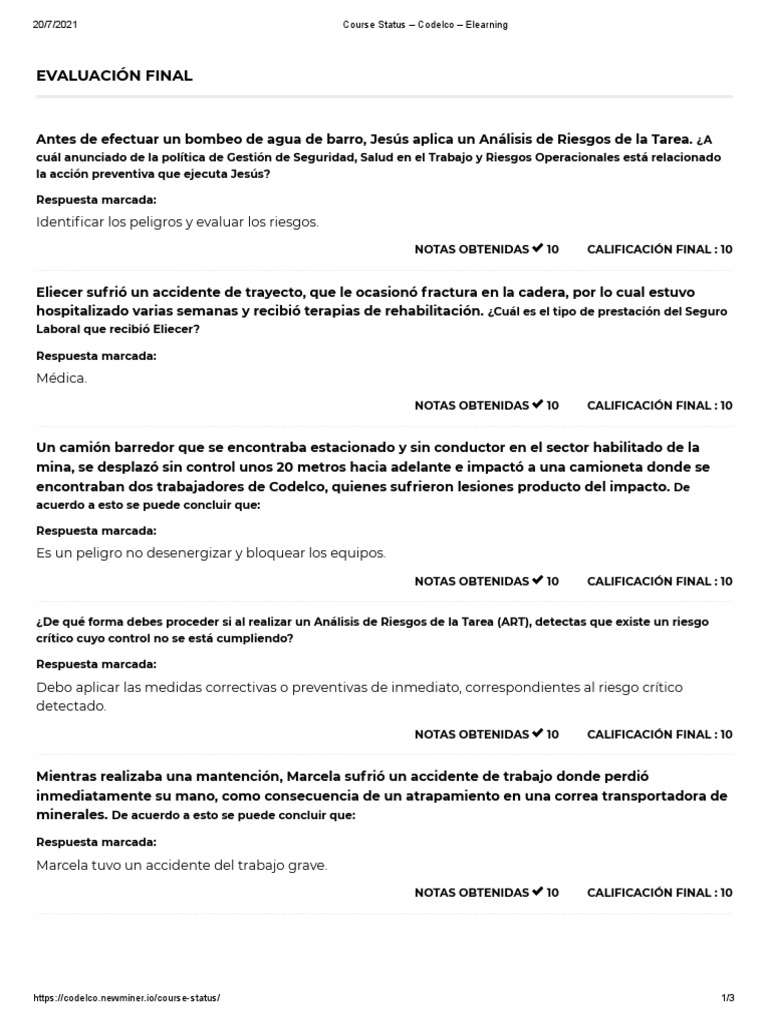 Course Status - Codelco - Elearning Final-1 | PDF | Riesgo