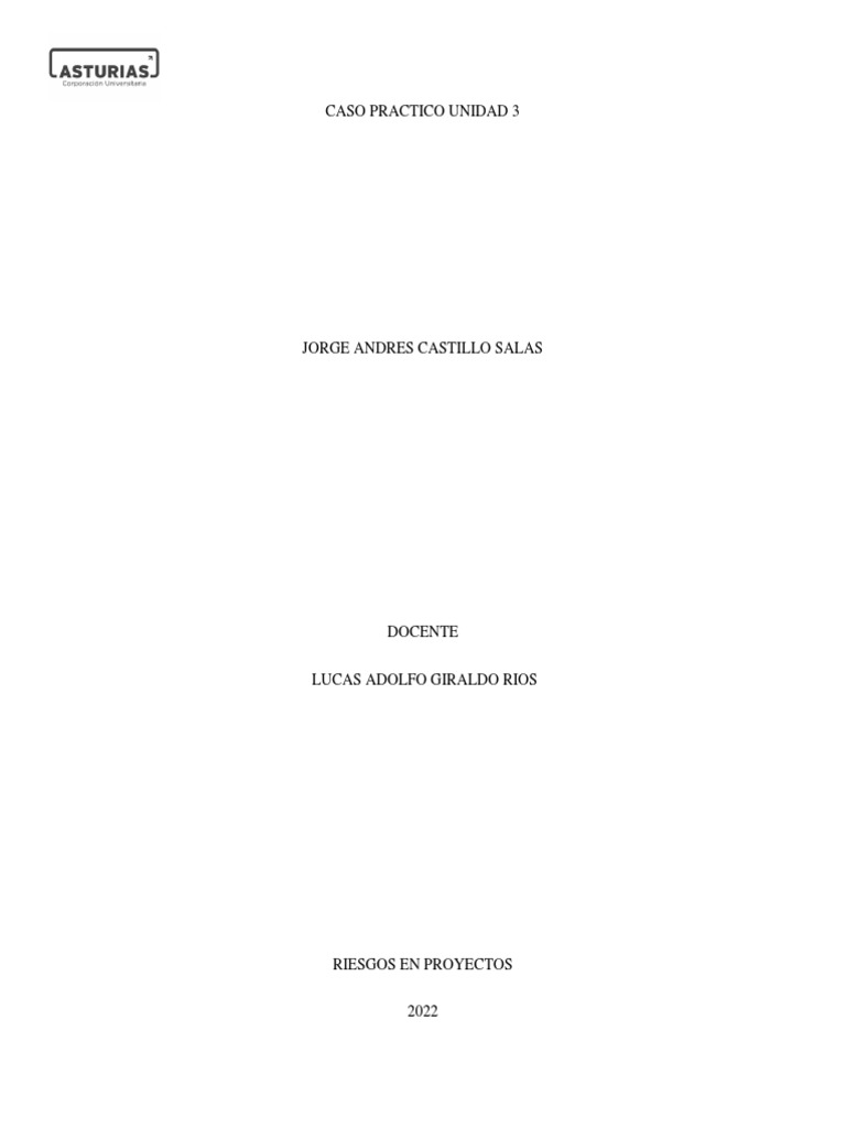 Andres Castillo Salas P3 | PDF | Riesgo | Gestión de proyectos