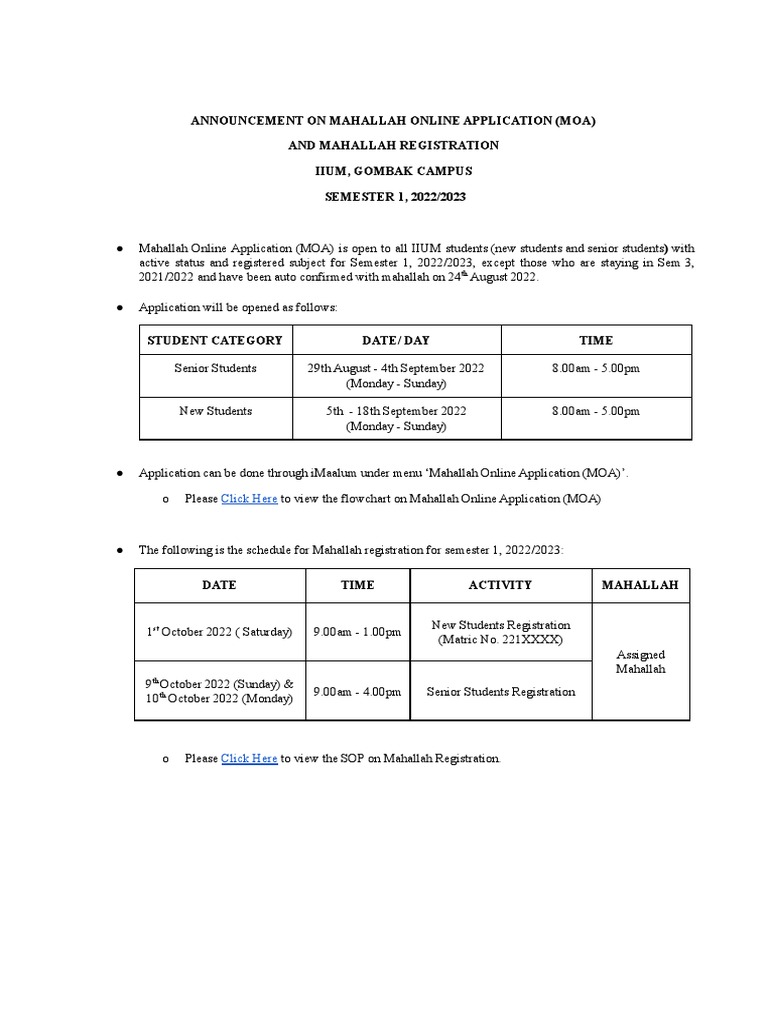 Announcement On Mahallah Online Application | PDF