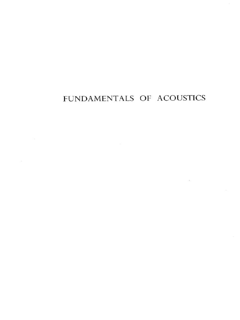 Fundamentals of Acoustics 2nd Edition - Compress | PDF