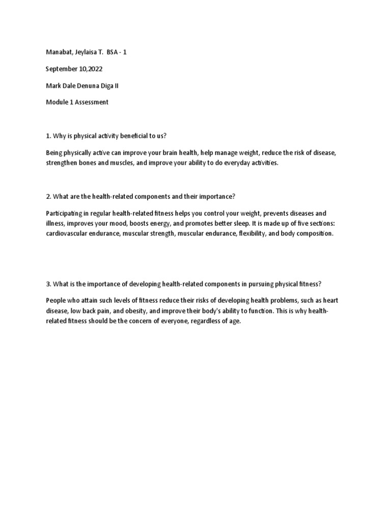 Physical Health | PDF | Physical Fitness | Health Care