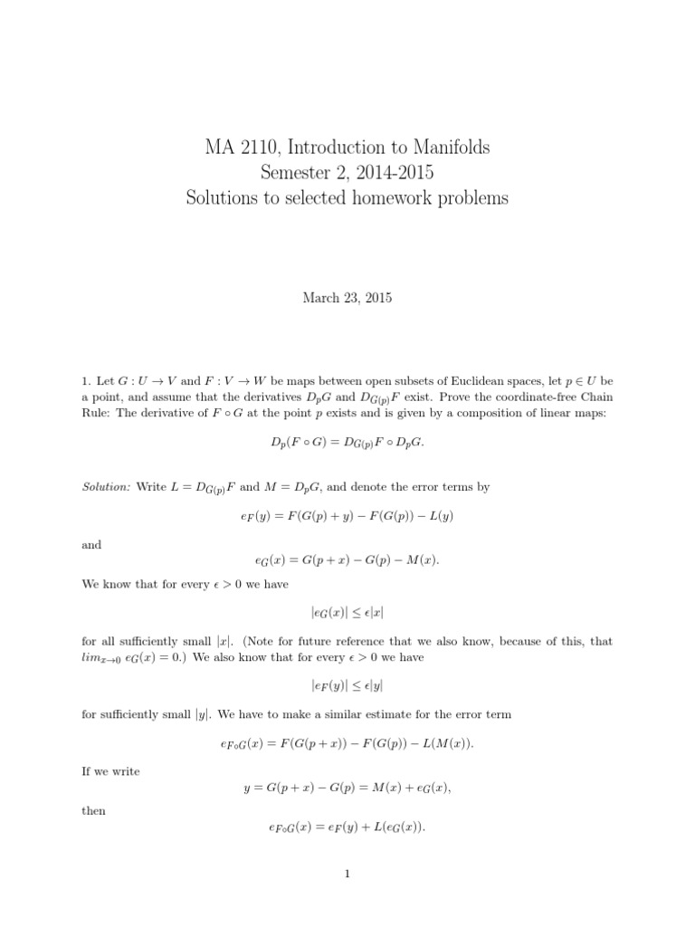 Introduction To Manifolds - Solutions To Selected Homework Problems ...