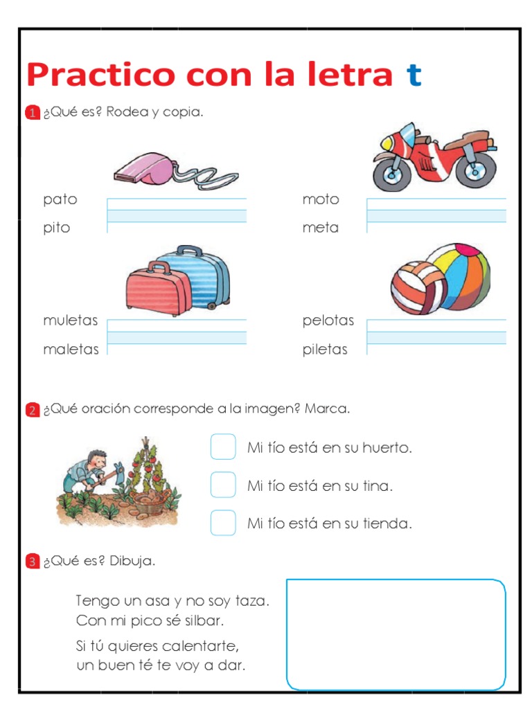 Practico Con La Letra T | PDF