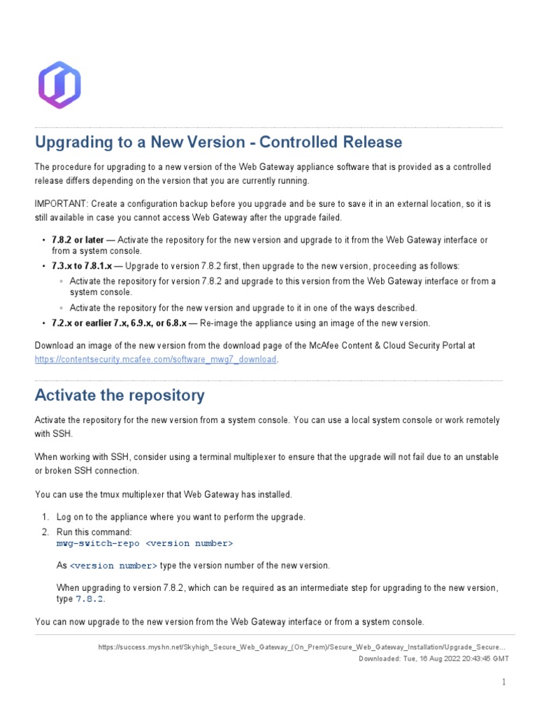 Upgrading To A New Version Controlled Release Pdf Command Line