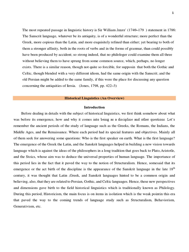 An Overview of Historical Linguistics | PDF | Linguistics | Cognition
