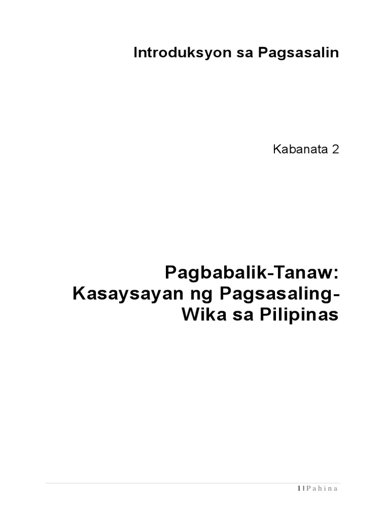 Kabanata 2 Introduksyon Sa Pagsasalin | PDF
