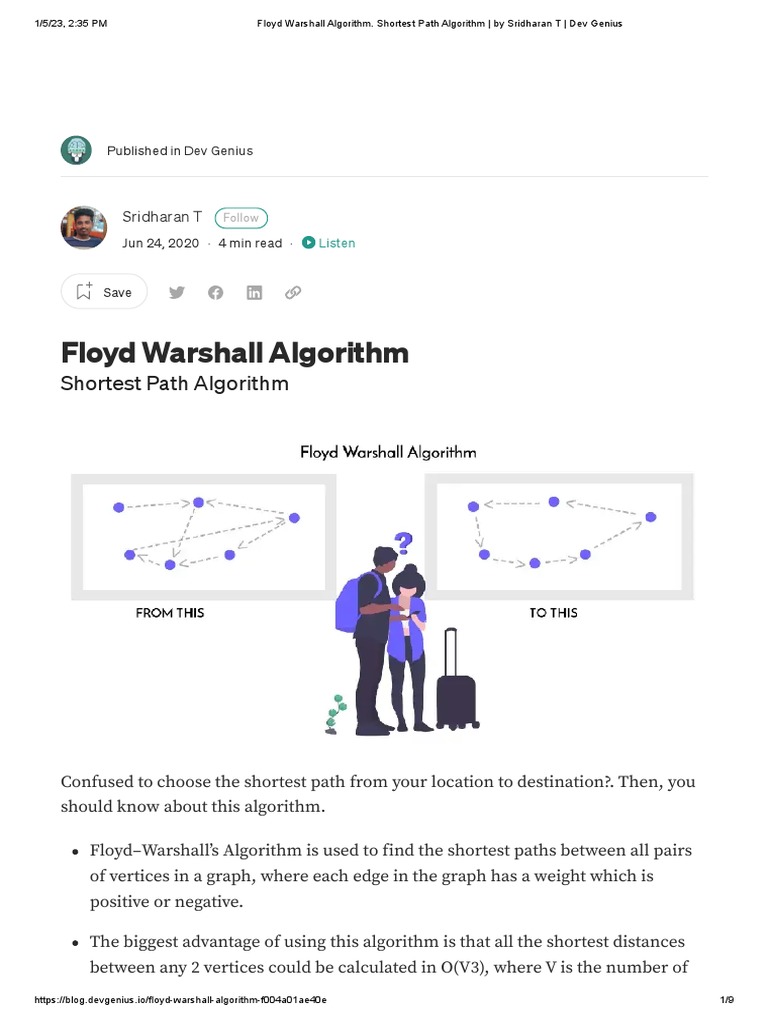 Floyd Warshall Algorithm. Shortest Path Algorithm - by Sridharan T ...