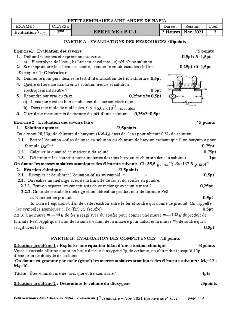 PCT 3ème 2021 | PDF | Ion | Atomes