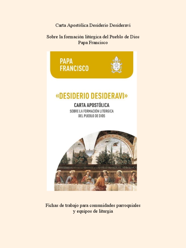 Ficha de Trabajo Francisco Desiderio Desideravi | PDF | eucaristía ...