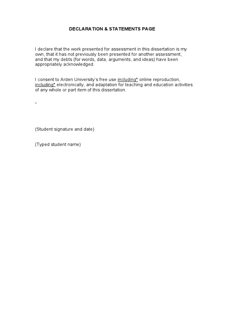 Declaration and Statements Page | PDF