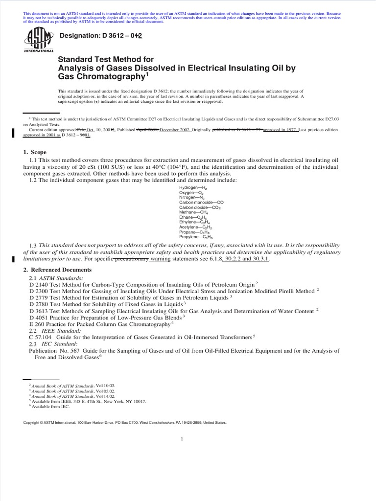 ASTM D3612 Ingles | PDF | Gas Chromatography | Carbon Dioxide