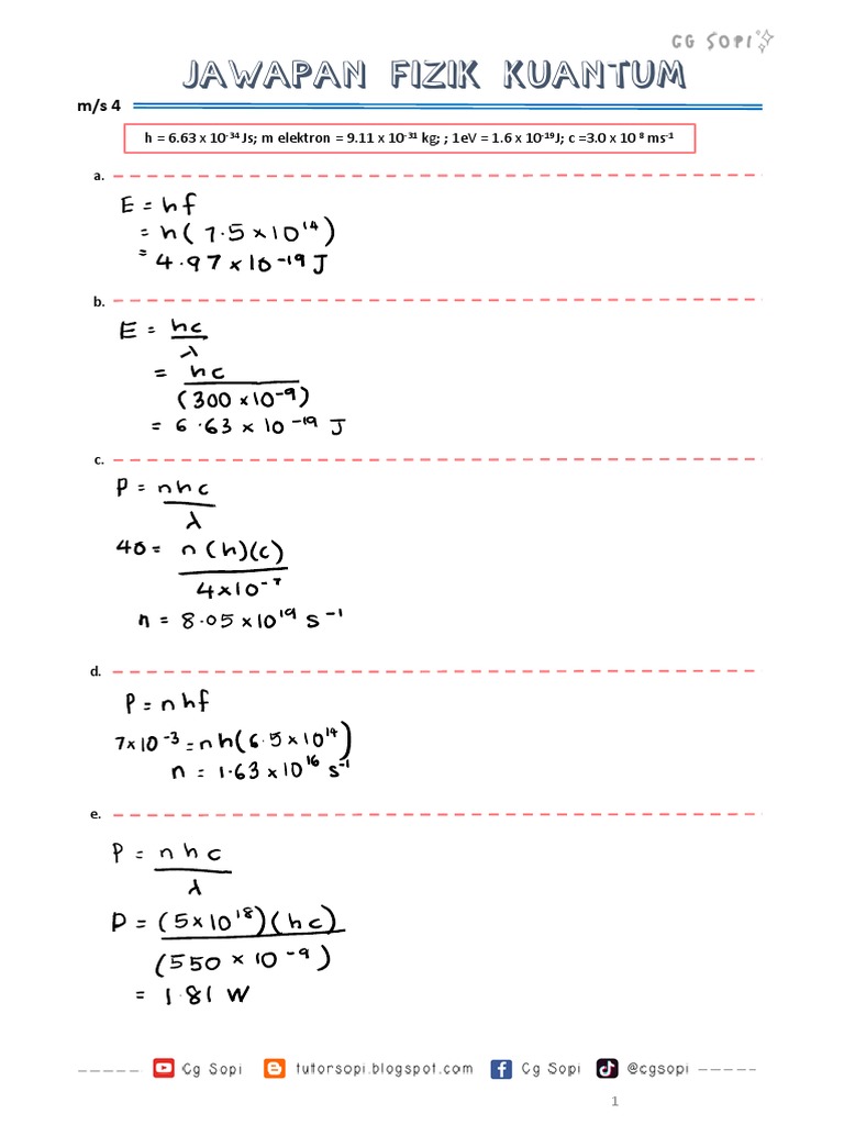 Jawapan Fizik Kuantum | PDF