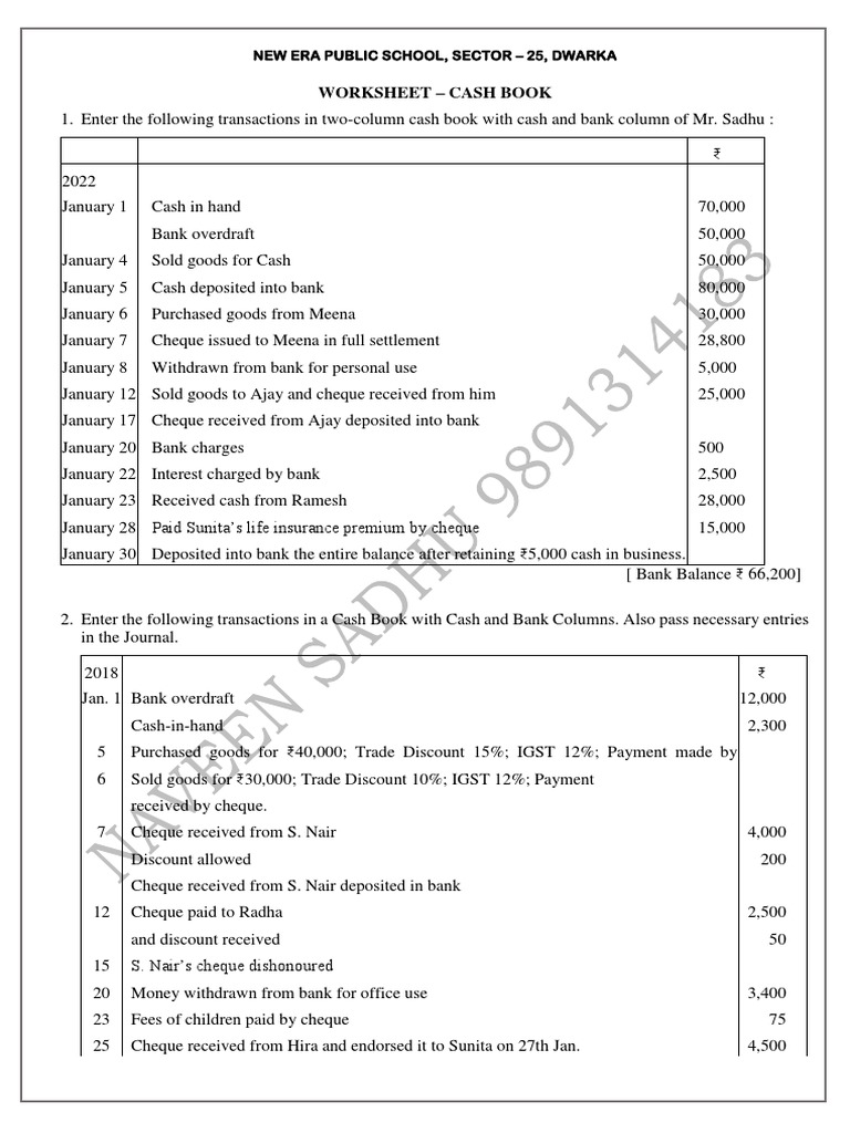 Worksheet Cash Book | Download Free PDF | Cheque | Banks